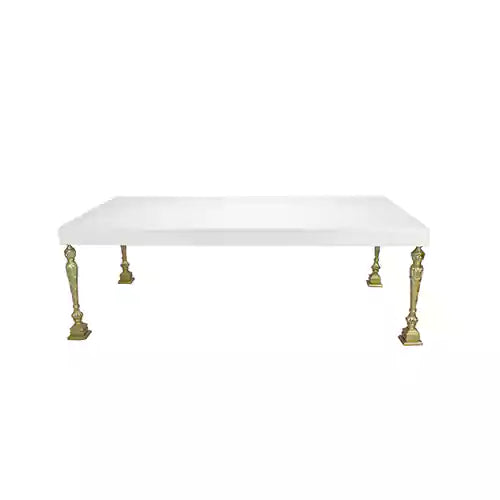 Avalon Rectangular White Wooden Dining Table with Golden Legs – OMZ